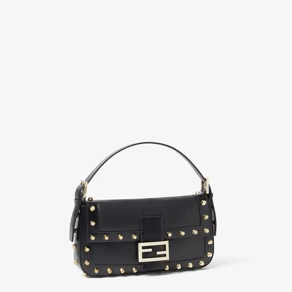 Fendi Baguette® 26424 Black Nappa Leather Bag With Studs